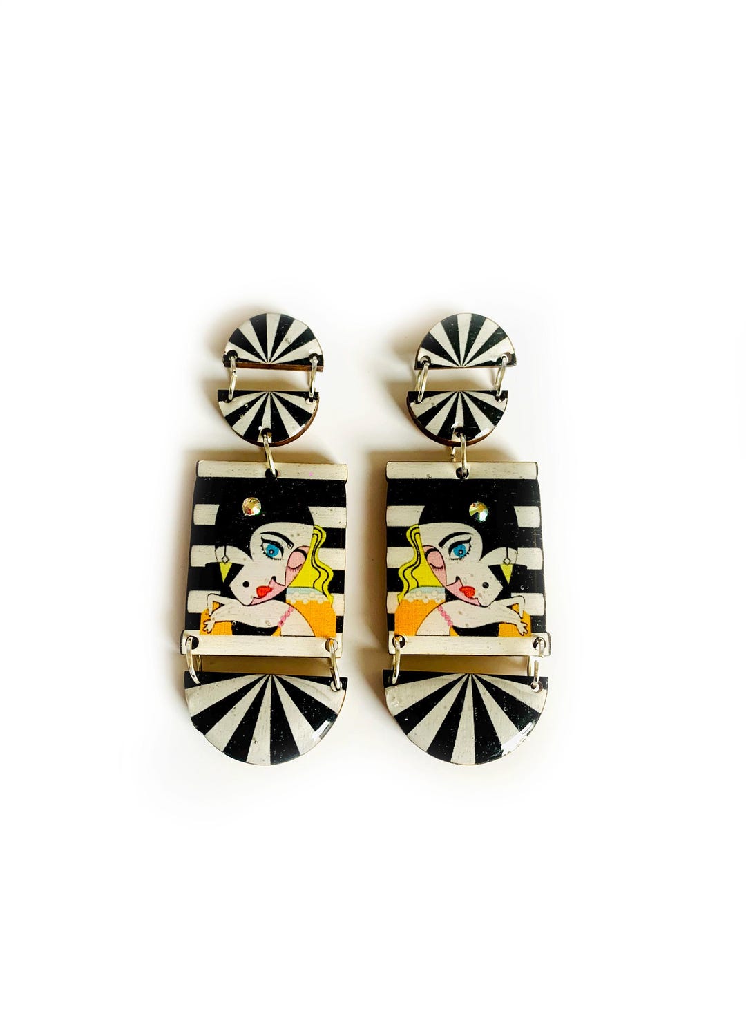 Cubist Face Dangle Earrings,artistic Oversized Dangle Statement Earring ...