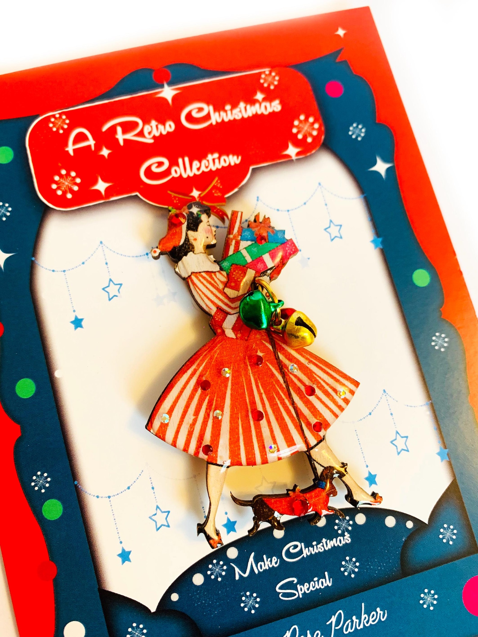 1950s Lady With Gifts Brooch Mid Century Gift Retro Pin Christmas ...