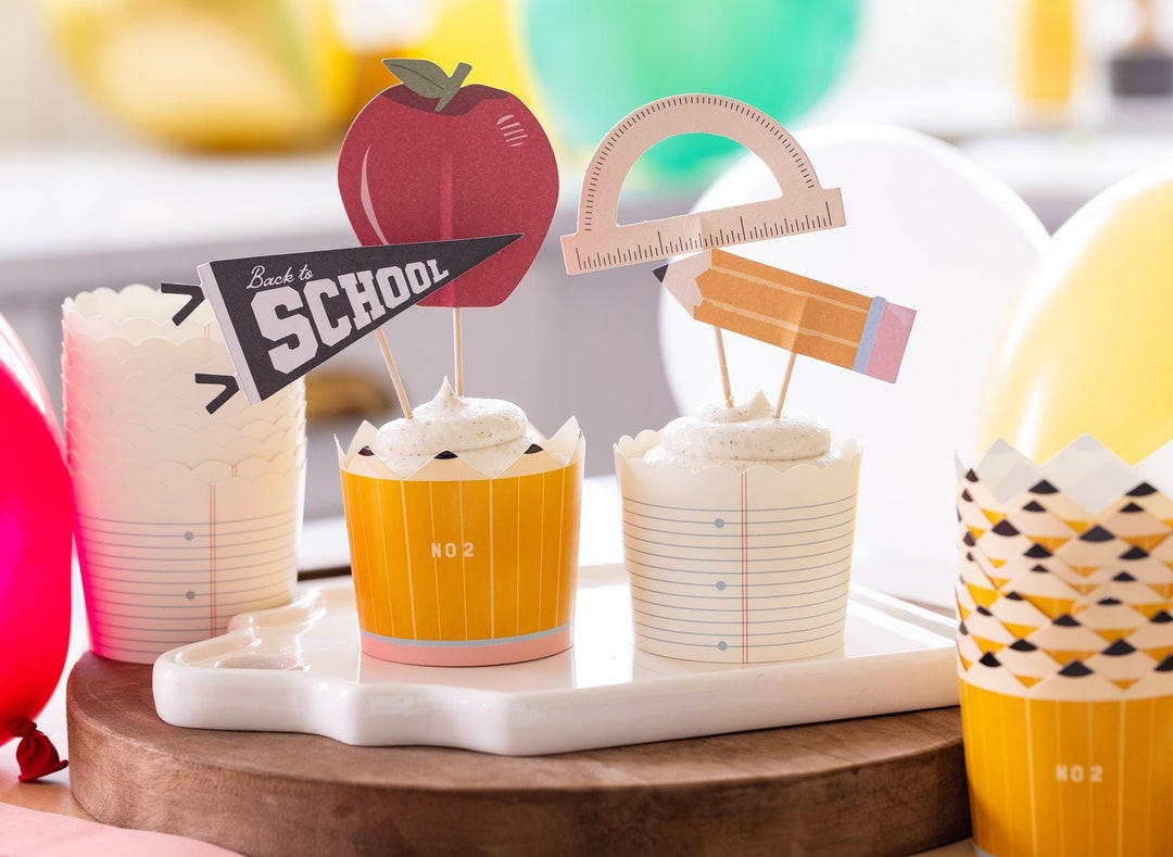 Back to School Baking Cups With Toppers - Etsy