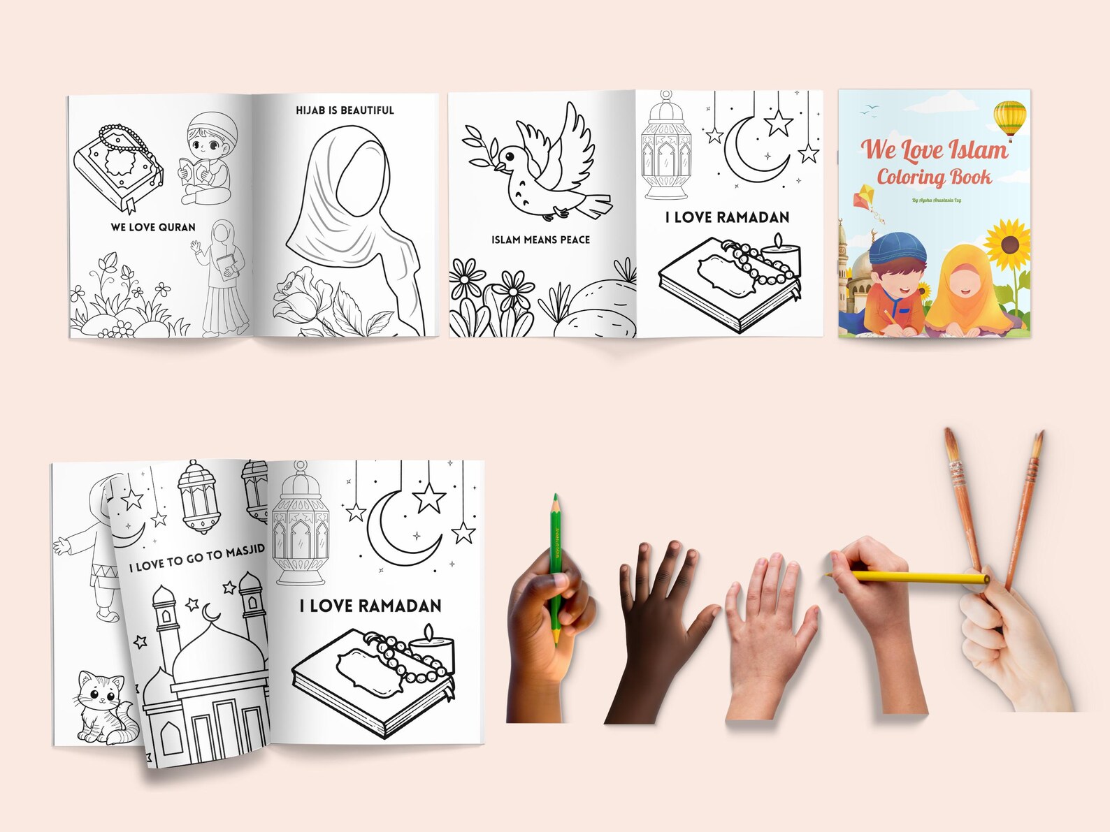 Coloring Book for Muslim Kids, Printable 20 Pages, Muslim Printable ...