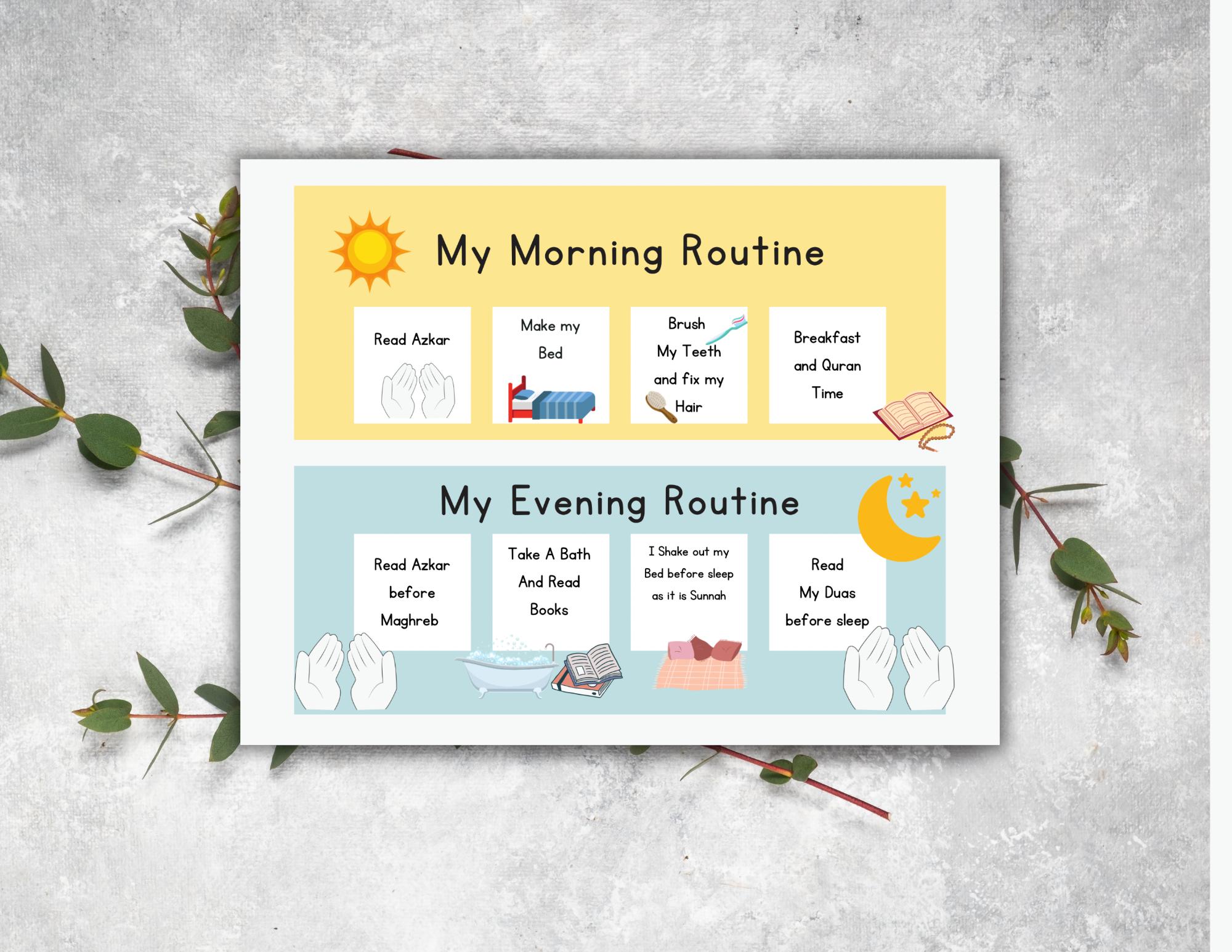 Muslim Routine for Kids, Muslim Kids Routine Chart, Muslim Kids Routine ...