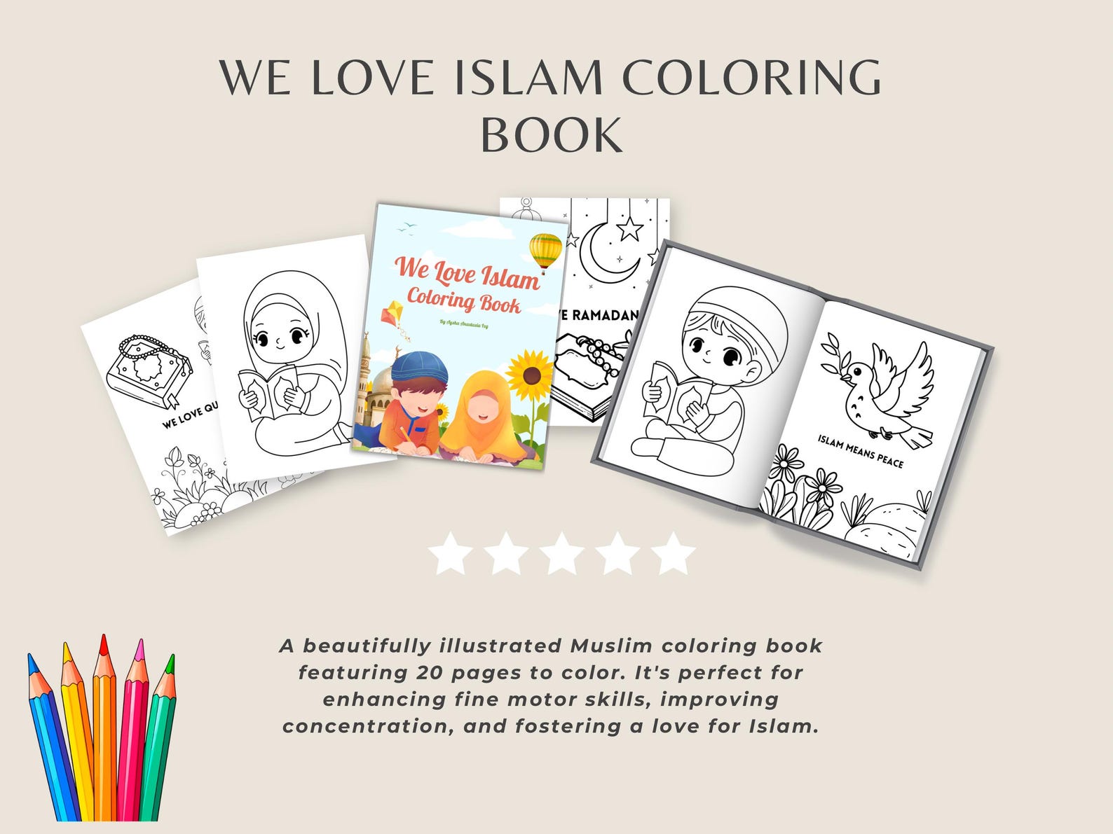 Coloring Book for Muslim Kids, Printable 20 Pages, Muslim Printable ...