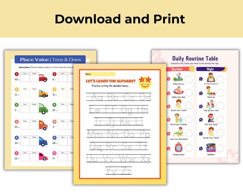 Morning Menu for Older Kids, Printable Morning Time Activities ...