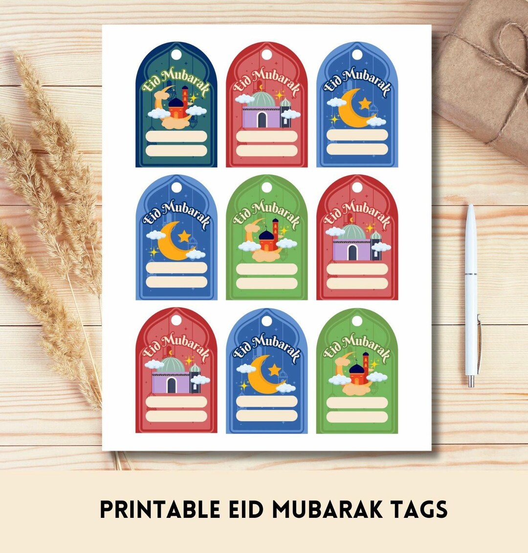 Eid Mubarak Tags, Eid Mubarak, Eid Printable, Eid Printable Tags, Eid ...