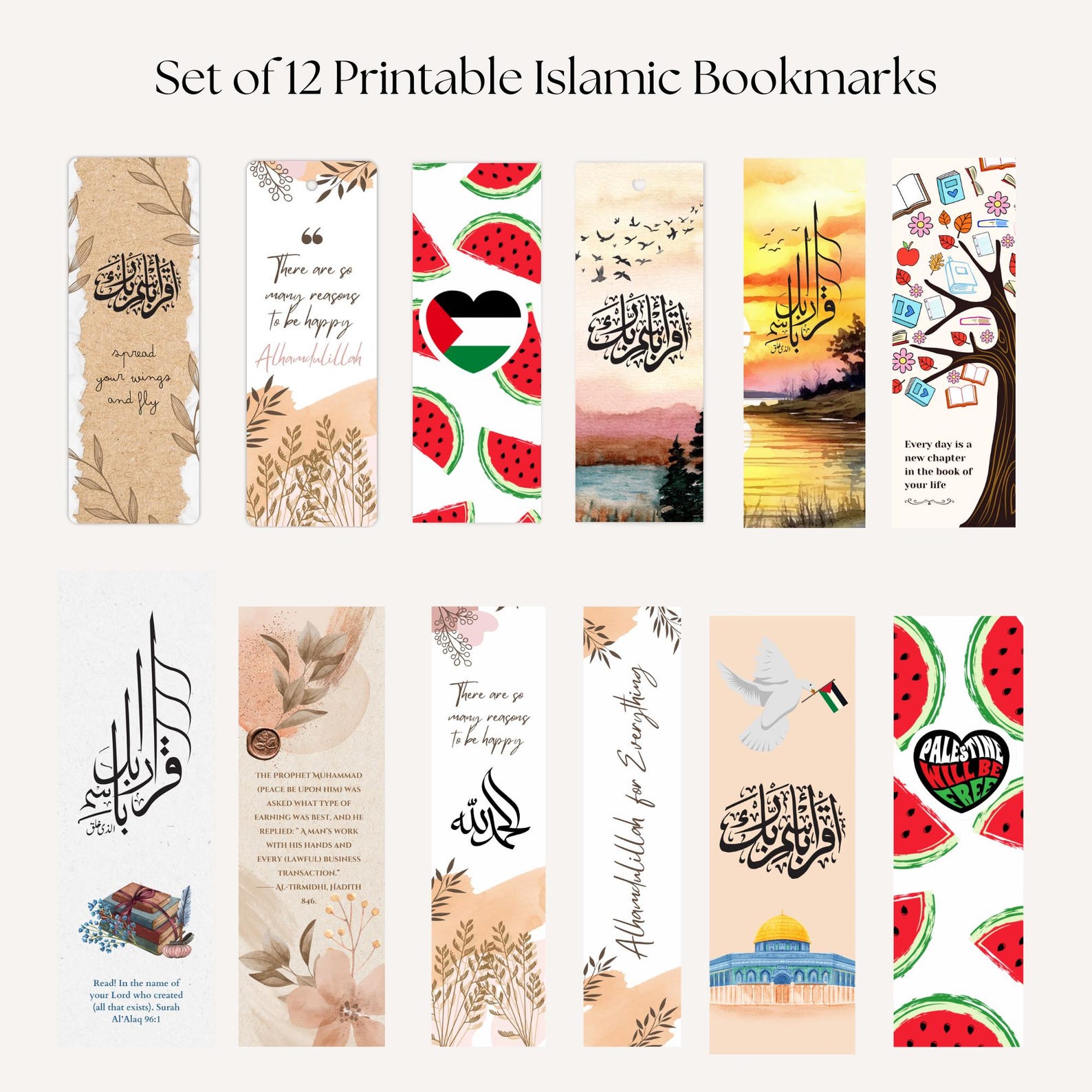 Islamic Bookmarks Printable, Islamic Gift, Printable Bookmarks, Muslim ...