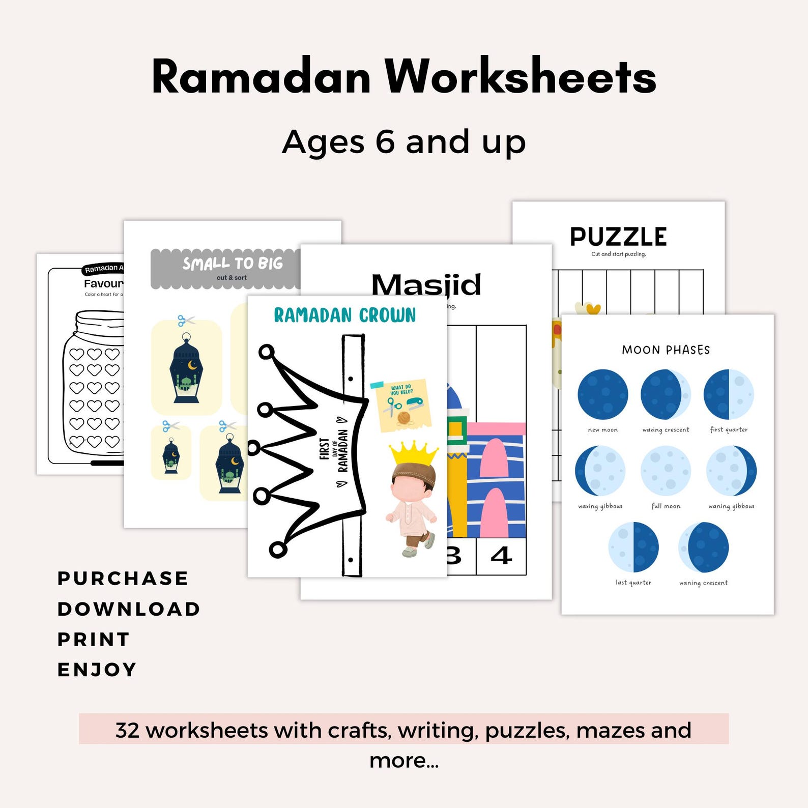 Ramadan Worksheets, Ramadan Acitvity Book, Ramadan Printable Activities ...