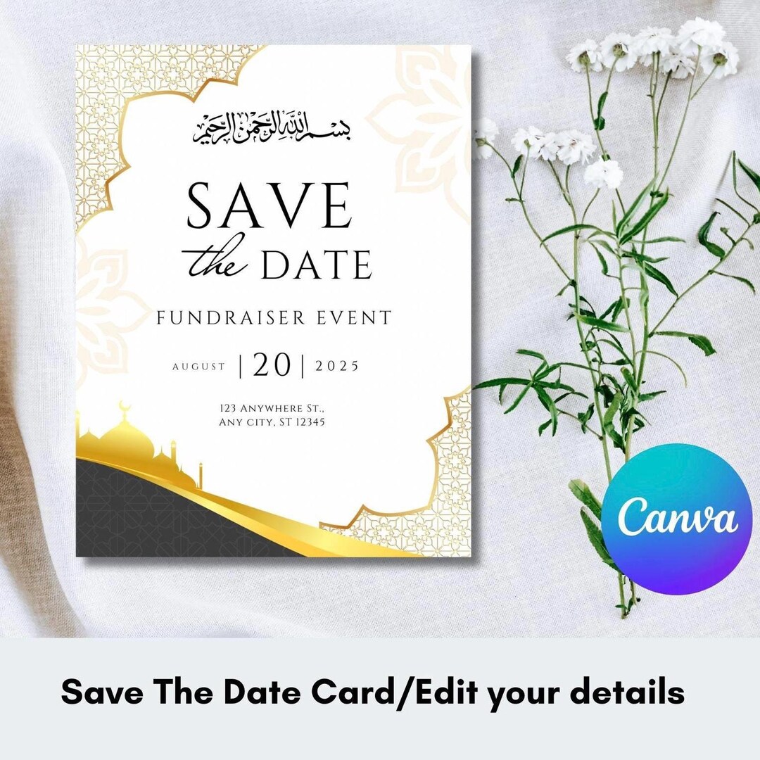 Save the Date Islam Card, Islamic Card Safe the Date, Save the Date ...