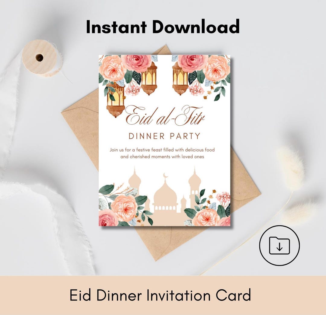 Eid Dinner Invitation, Eid Printable Card, Eid Invitation, Eid Card, Eid Dinner, Eid Party ...