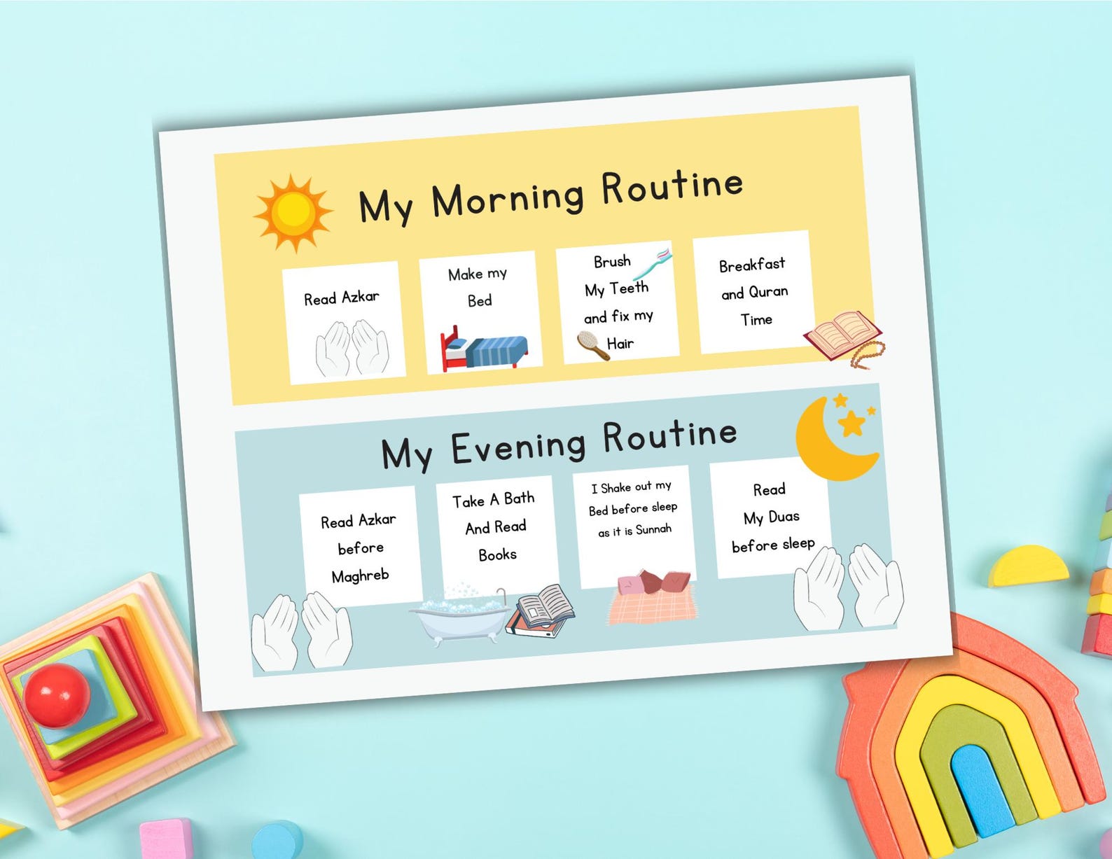 Muslim Routine for Kids, Muslim Kids Routine Chart, Muslim Kids Routine ...