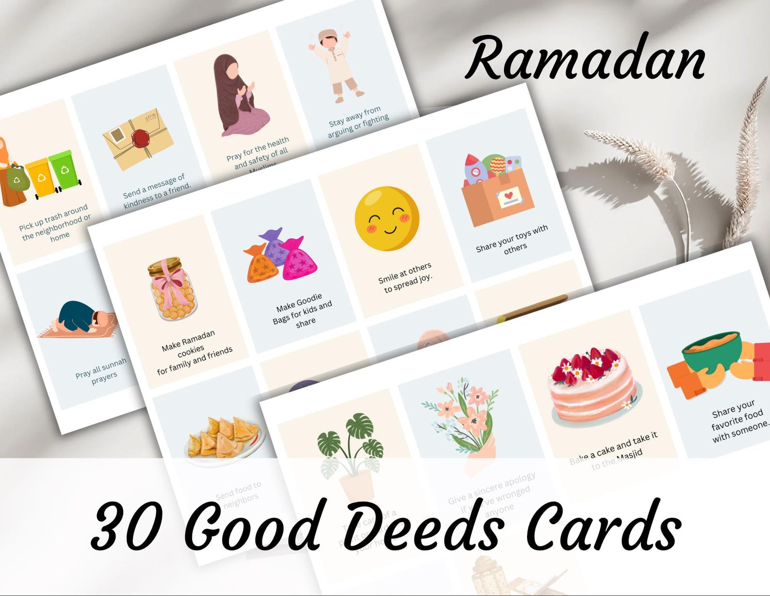 Ramadan Good Deeds Cards, Ramadan Cards, 30 Good Deeds Cards, Ramadan ...