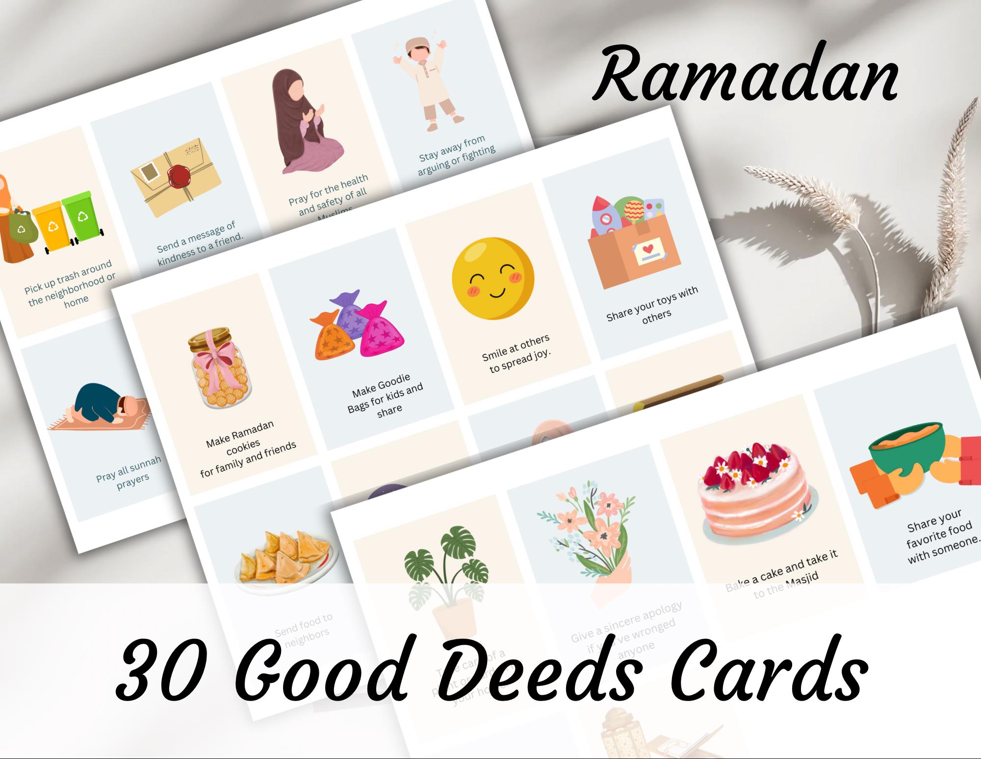 Ramadan Good Deeds Cards, Ramadan Cards, 30 Good Deeds Cards, Ramadan ...