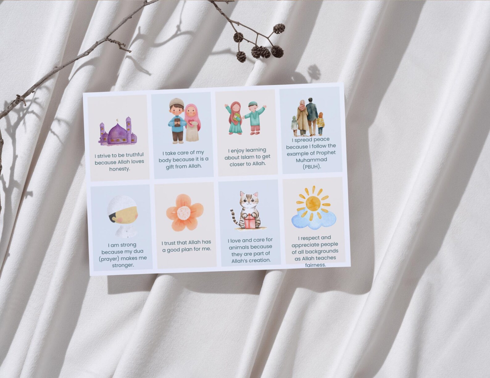 Islamic Affirmations Cards for Kids, Muslim Affirmations, Muslim Kids ...