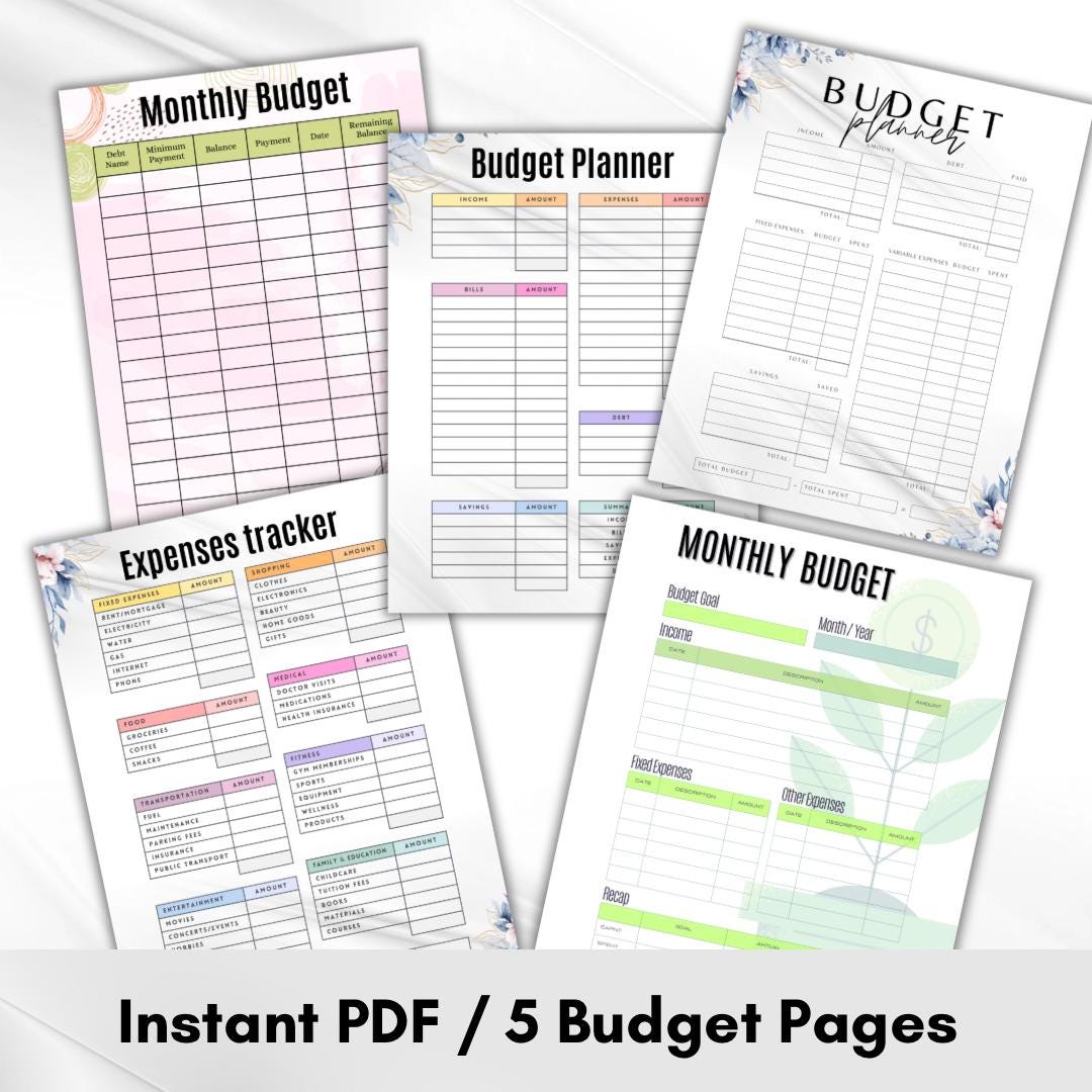Budget Planner Printable PDF, Financial Planner Printable, Budgeting ...