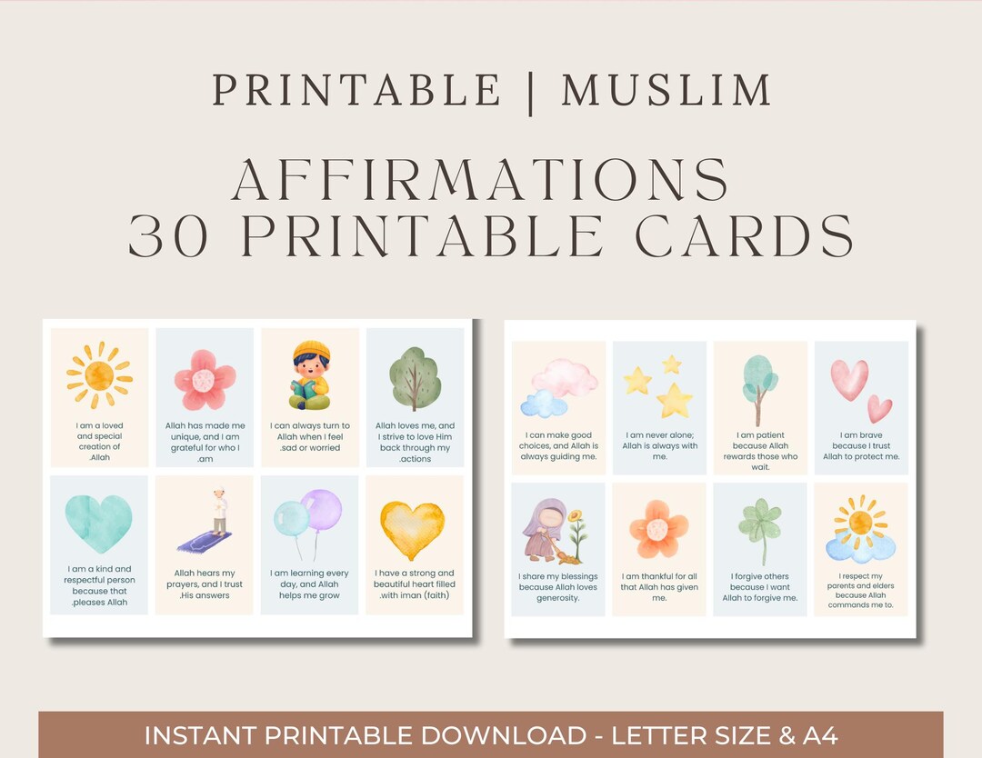 Islamic Affirmations Cards for Kids, Muslim Affirmations, Muslim Kids ...