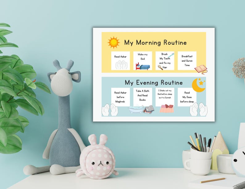 Muslim Routine for Kids, Muslim Kids Routine Chart, Muslim Kids Routine ...