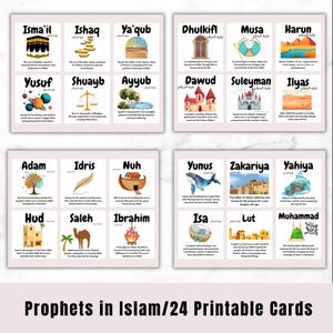 Prophets in Islam Printable Cards, Prophets in Islam Flashcards, Islam ...