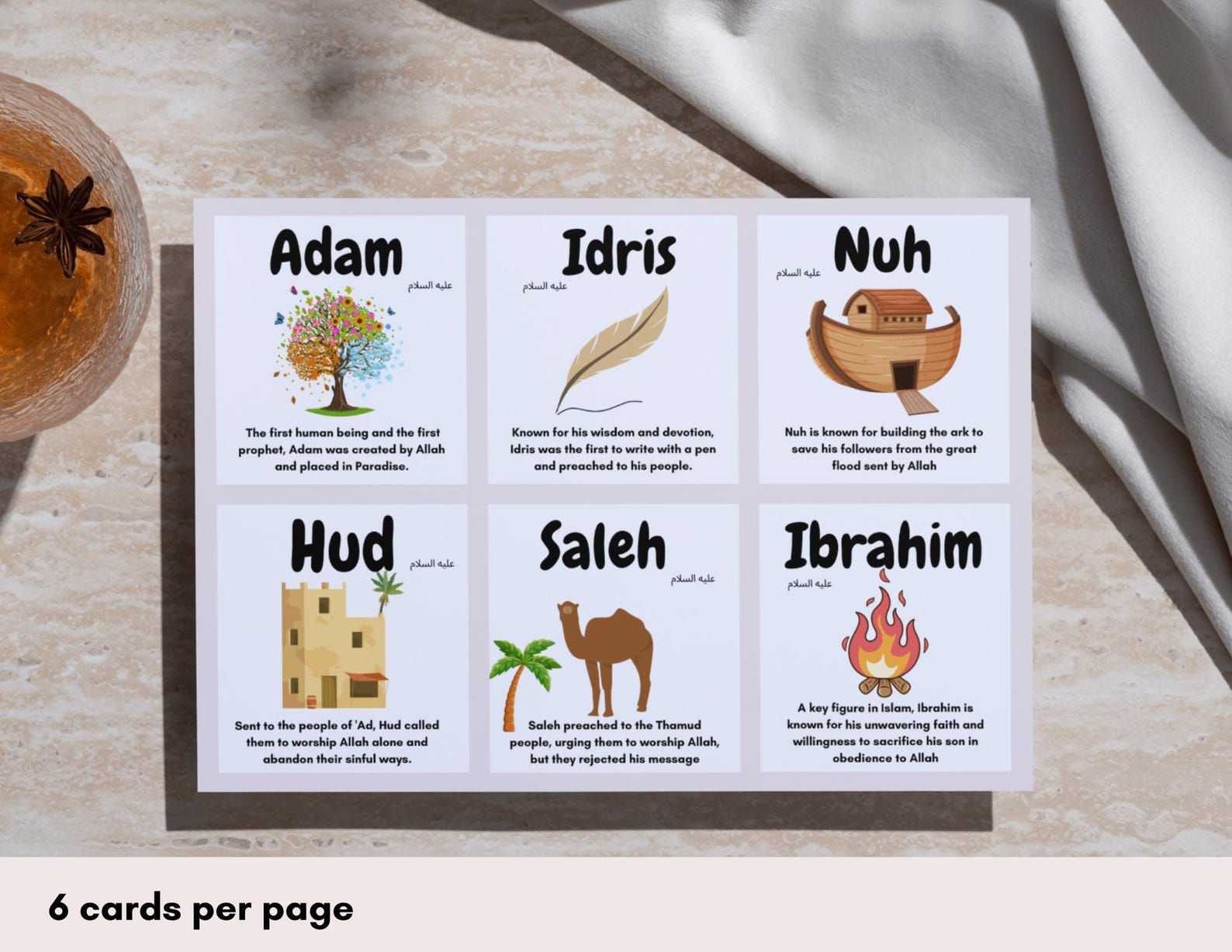 Prophets in Islam Printable Cards, Prophets in Islam Flashcards, Islam ...