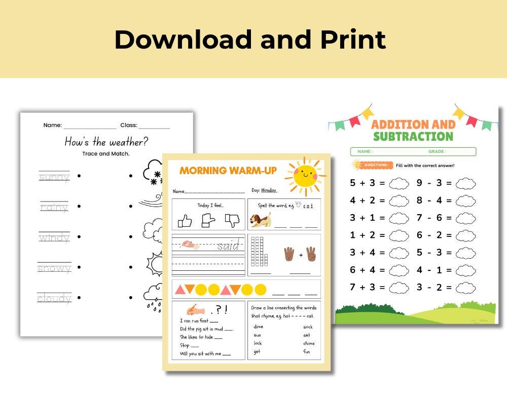 Morning Menu for Older Kids, Printable Morning Time Activities ...