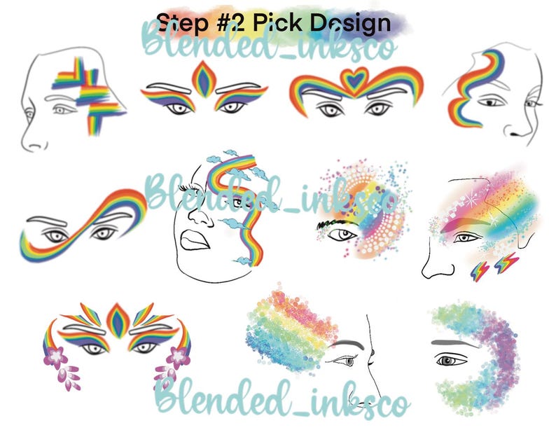 Digital Rainbow Face Painting Option Board - Etsy