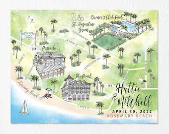 Custom Wedding Map Beach - Etsy
