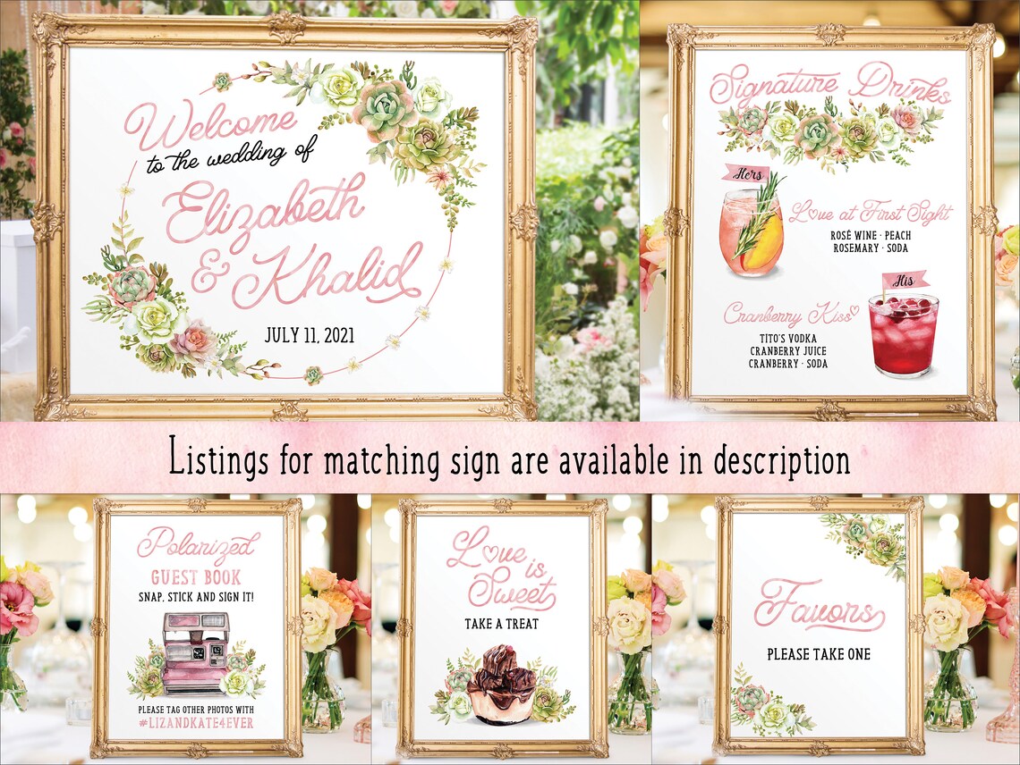 Digital Printable Succulent Botanical Wedding Bar Menu Sign - Etsy