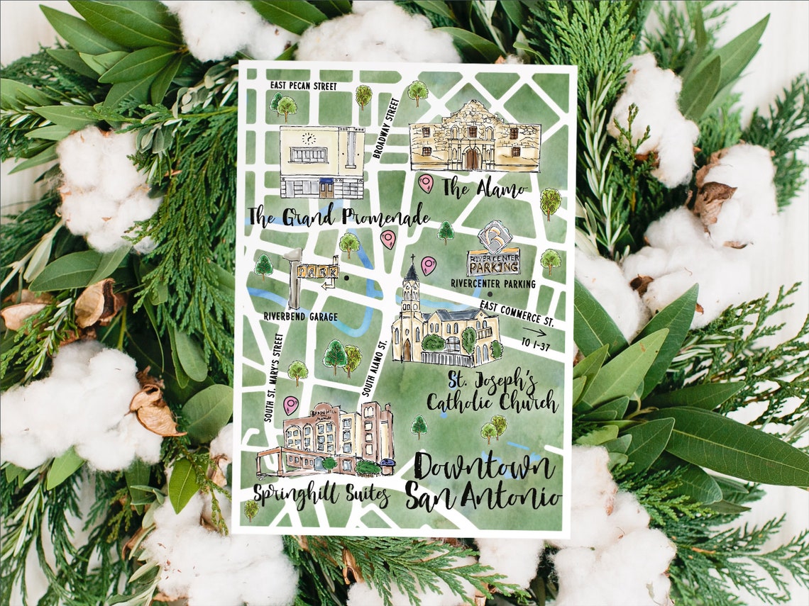 Custom Watercolor Wedding Map Personalized Hand Drawn Wedding - Etsy