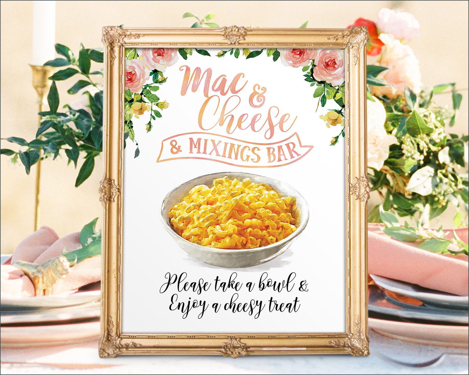 Digital Printable Wedding Mac and Cheese Food Bar Sign Dinner Signs ...