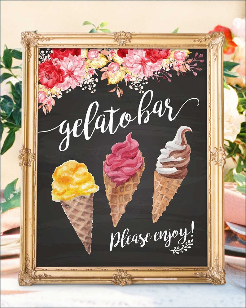 Digital Printable Wedding Dessert Bar Gelato Ice Cream Sign | Etsy