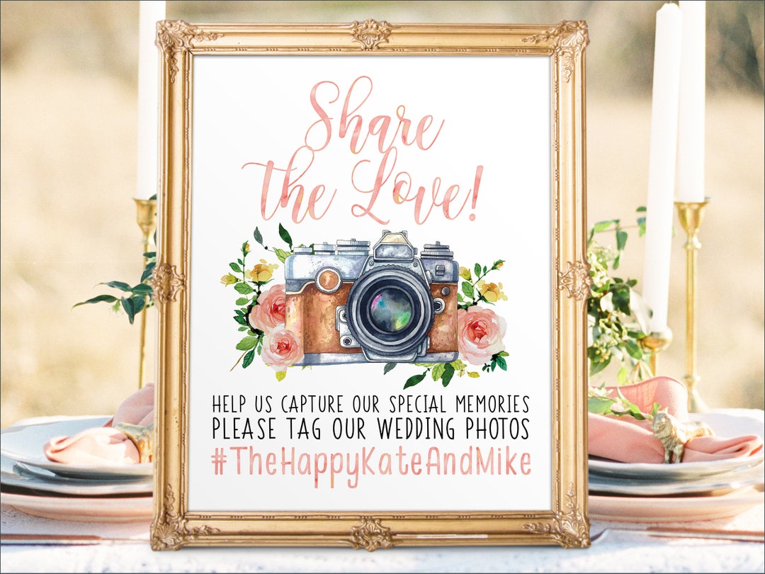 Digital Printable Botanical Wedding Signs Share the Love Sign Instagram ...