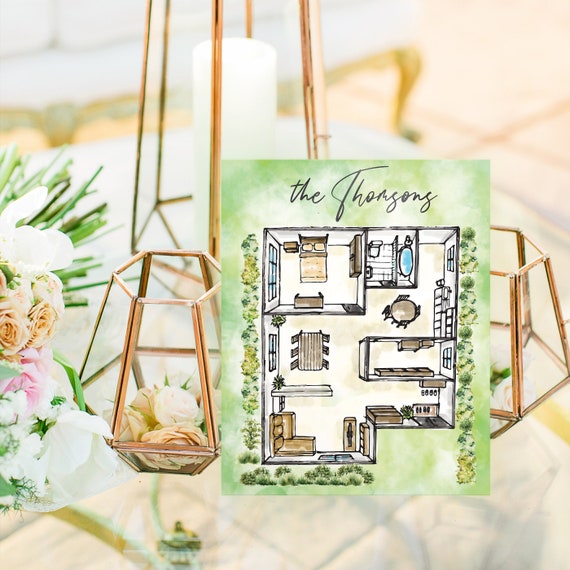 Custom Watercolor House Plan Personalized Hand Drawn House - Etsy