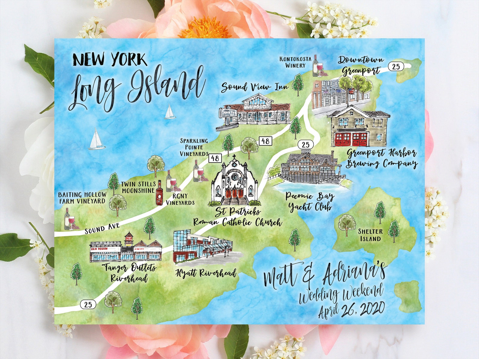 Custom Watercolor Wedding Map Personalized Hand Drawn Wedding - Etsy ...