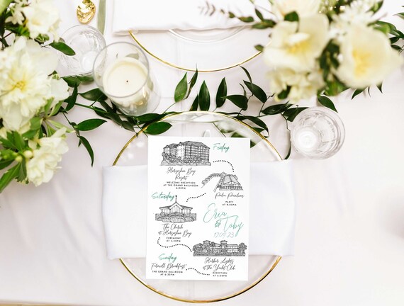 Custom Wedding Map Itinerary Order of Events Printable - Etsy