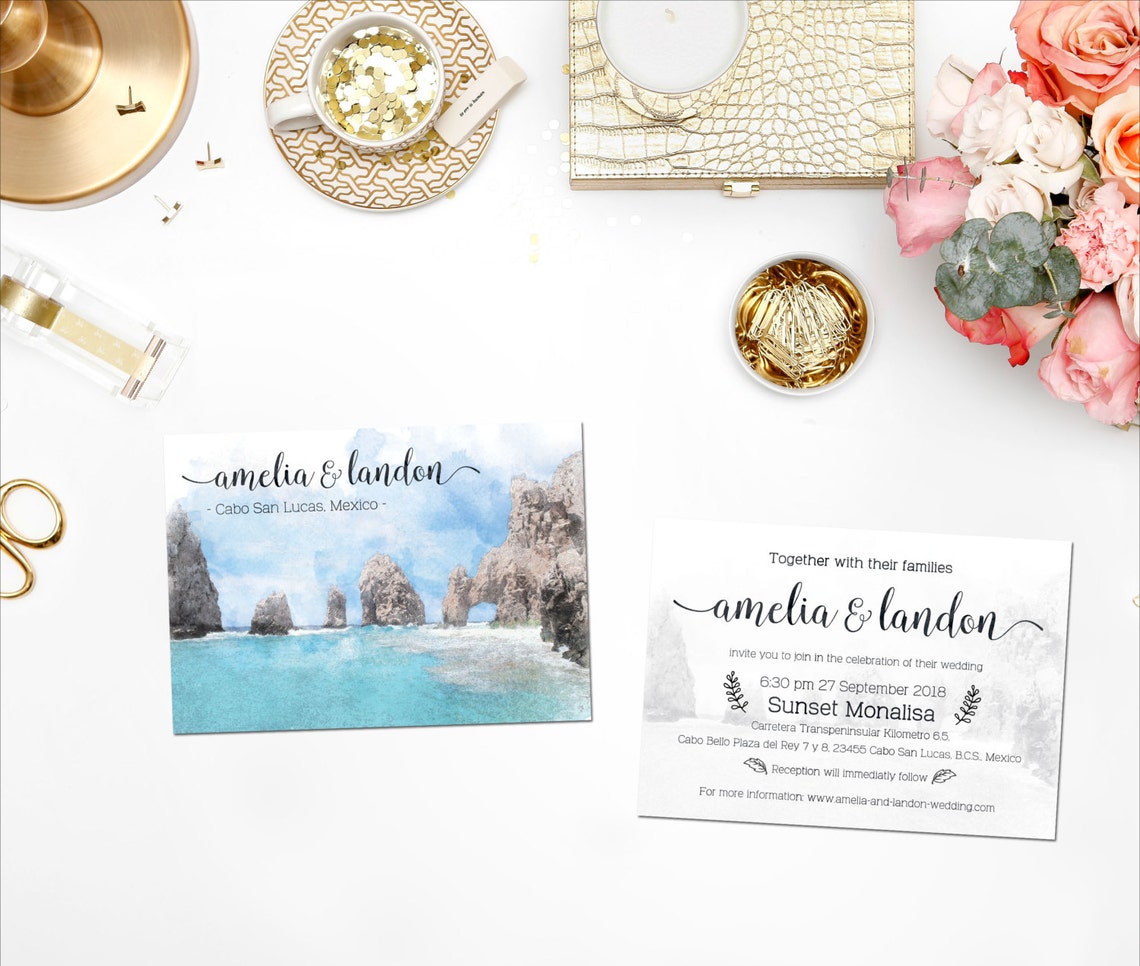 Digital Printable Invitations Destination Wedding Cabo San | Etsy