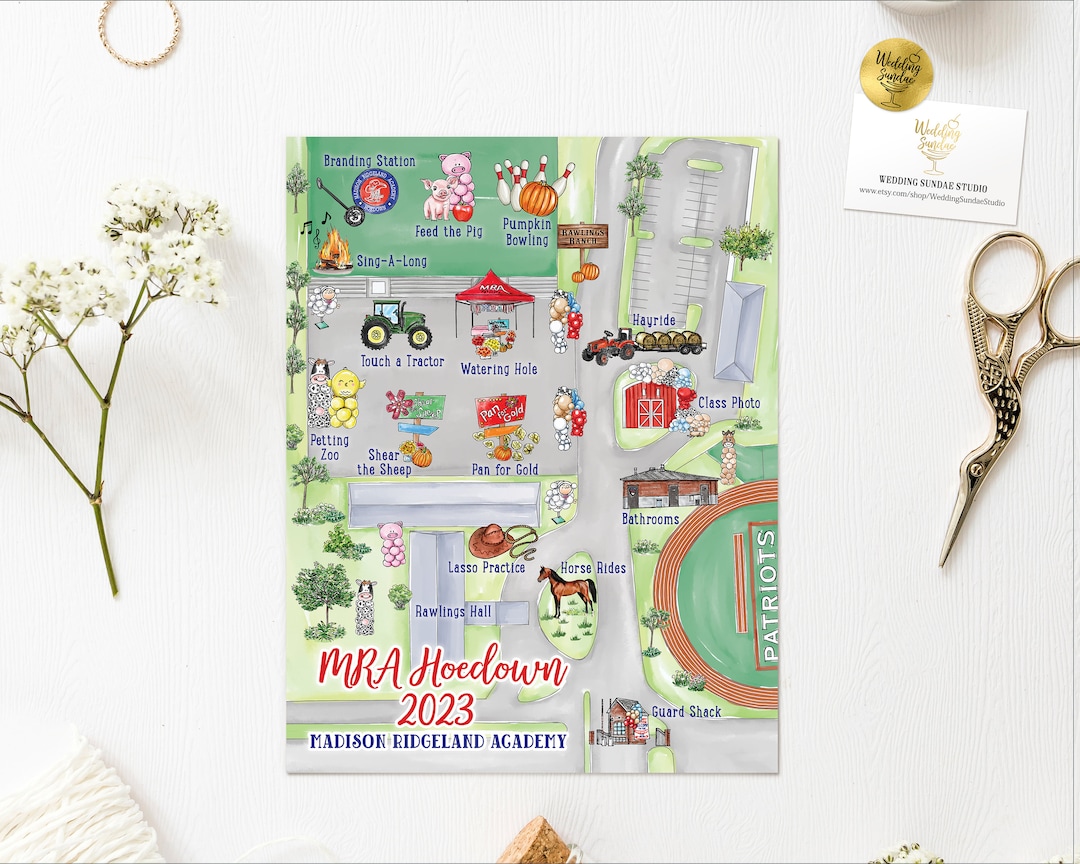 Custom Watercolor Festival & Fair Map for 24-25 Locations, School Event ...