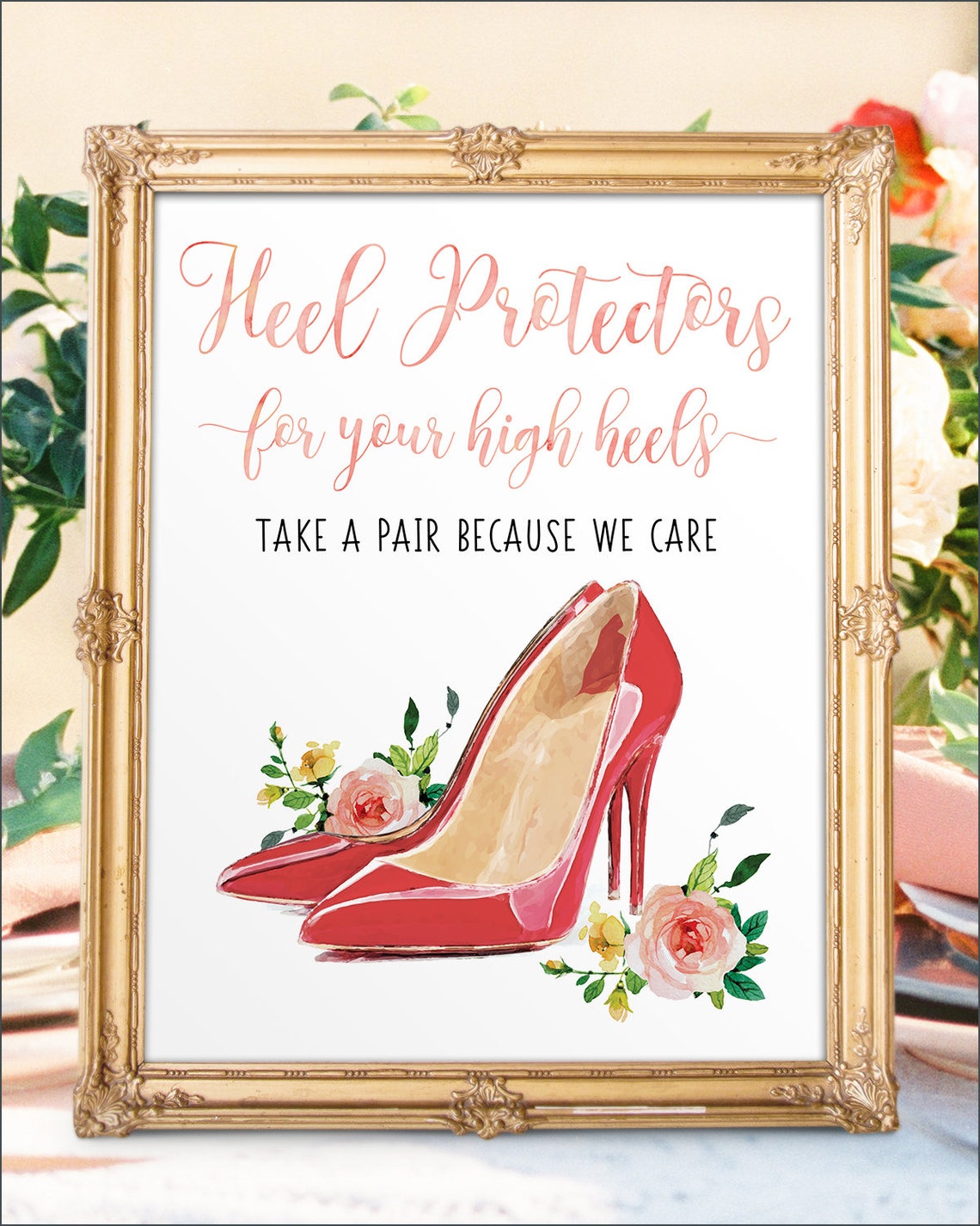 Digital Printable Wedding High Heels Sign Heel Protectors | Etsy