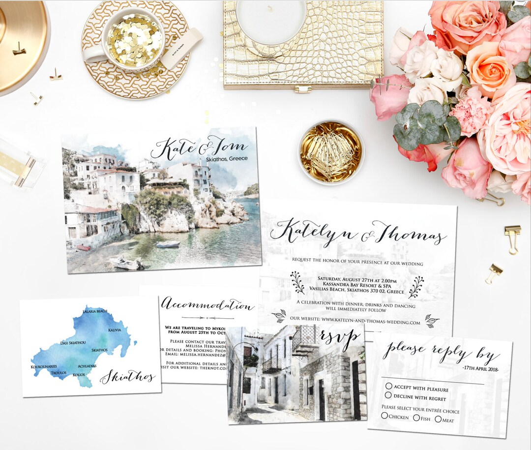 Digital Printable Invitations Destination Wedding Beach SKIATHOS GREECE ...