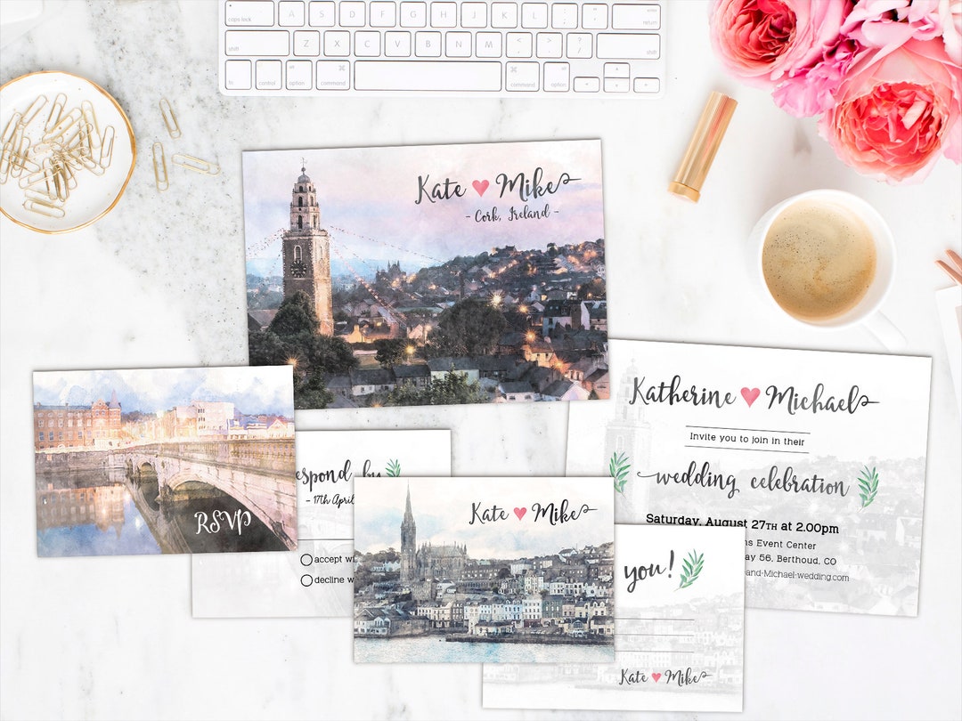 Digital Printable Files Destination Wedding CORK IRELAND Watercolor ...