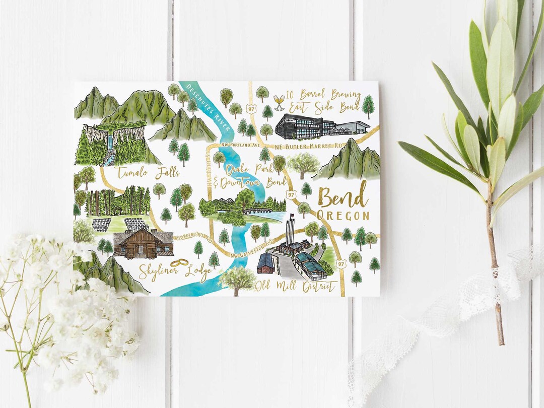 6-7 Locations Custom Watercolor Wedding Map, Personalized Hand Drawn ...