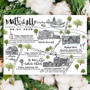 Custom Wedding Map, Itinerary, Order of Events, Printable Timeline ...