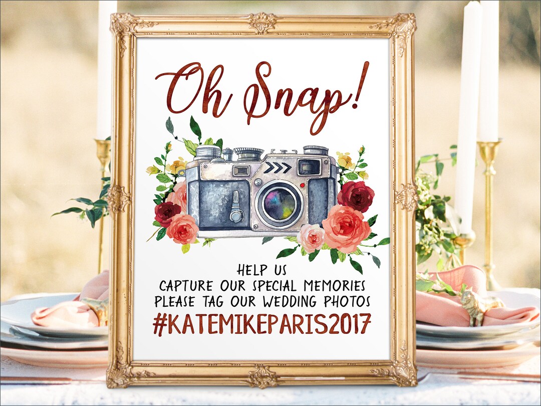 Digital Printable Botanical Wedding Signs Instagram Sign, Oh Snap Sign ...