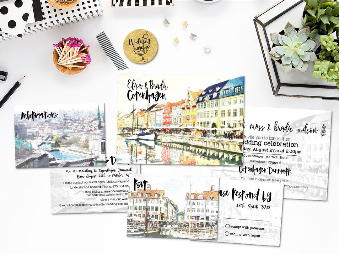 Digital Printable Invitations Files Destination Wedding Copenhagen ...
