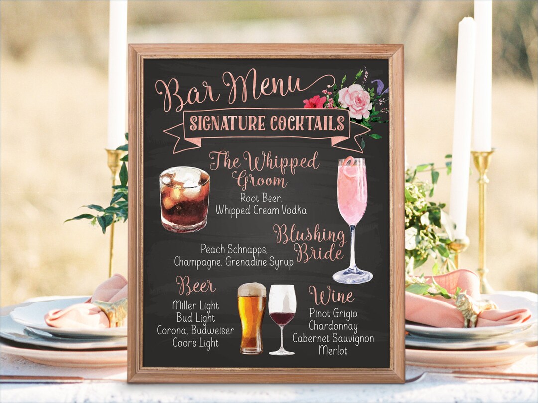 Digital Printable Watercolor Wedding Signature Drinks Signature ...