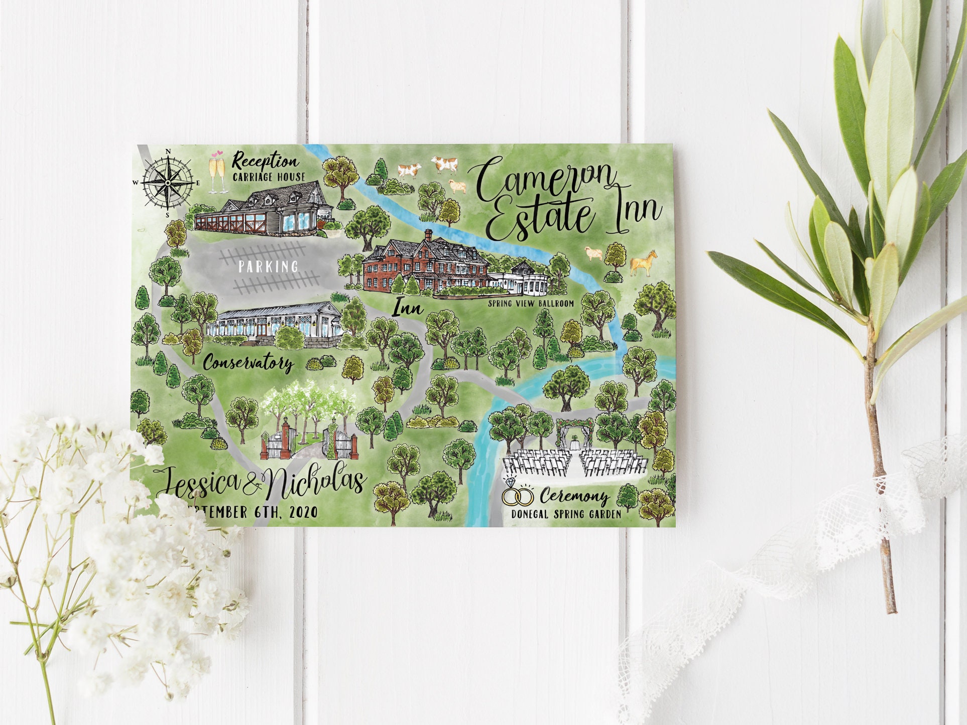 Custom Watercolor Wedding Map Marfa Texas Map Personalized | Etsy