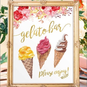 Digital Printable Wedding Dessert Bar Gelato Ice Cream Sign Love is ...