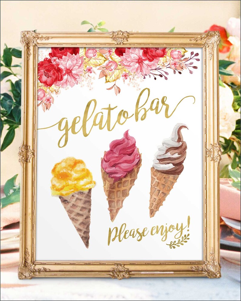 Digital Printable Wedding Dessert Bar Gelato Ice Cream Sign | Etsy