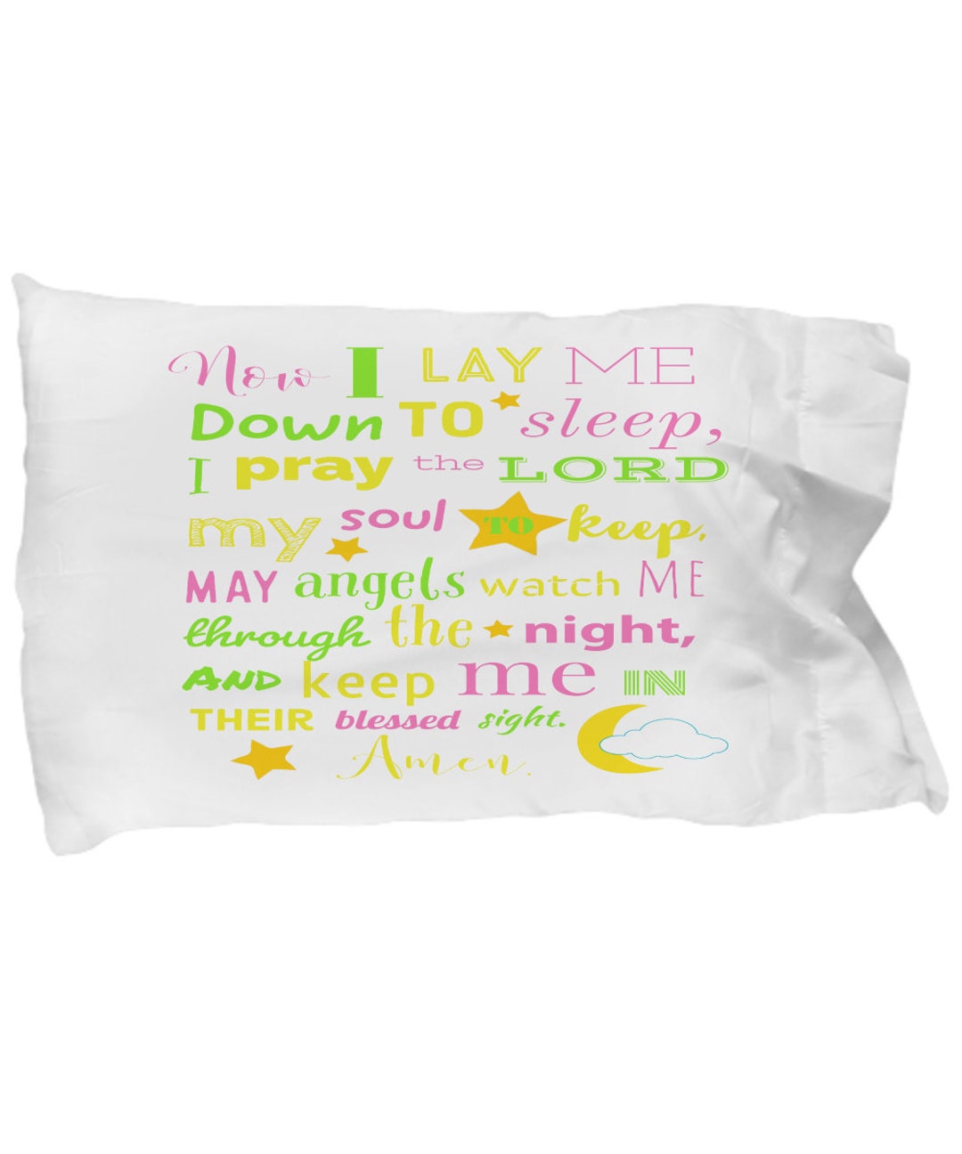 Now I Lay Me Down to Sleep Prayer Pillowcase (girls' Version) - Etsy