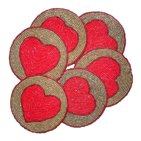 Red Heart Coasters - Etsy