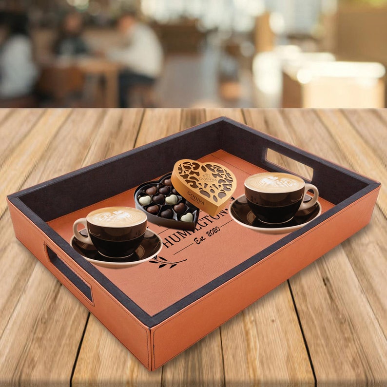 Customized Tray With Handles Large PU Leather Serving | Etsy