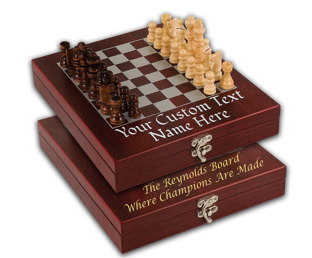 Personalized Chess Set Custom Engraved Travel Chess Board With Box ...