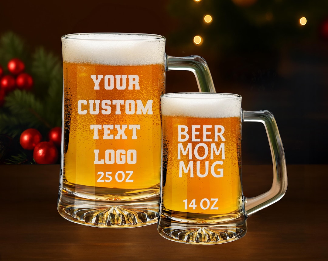 Personalized Glass Beer Mug With Handle- Custom Engraved Beer Mug for ...